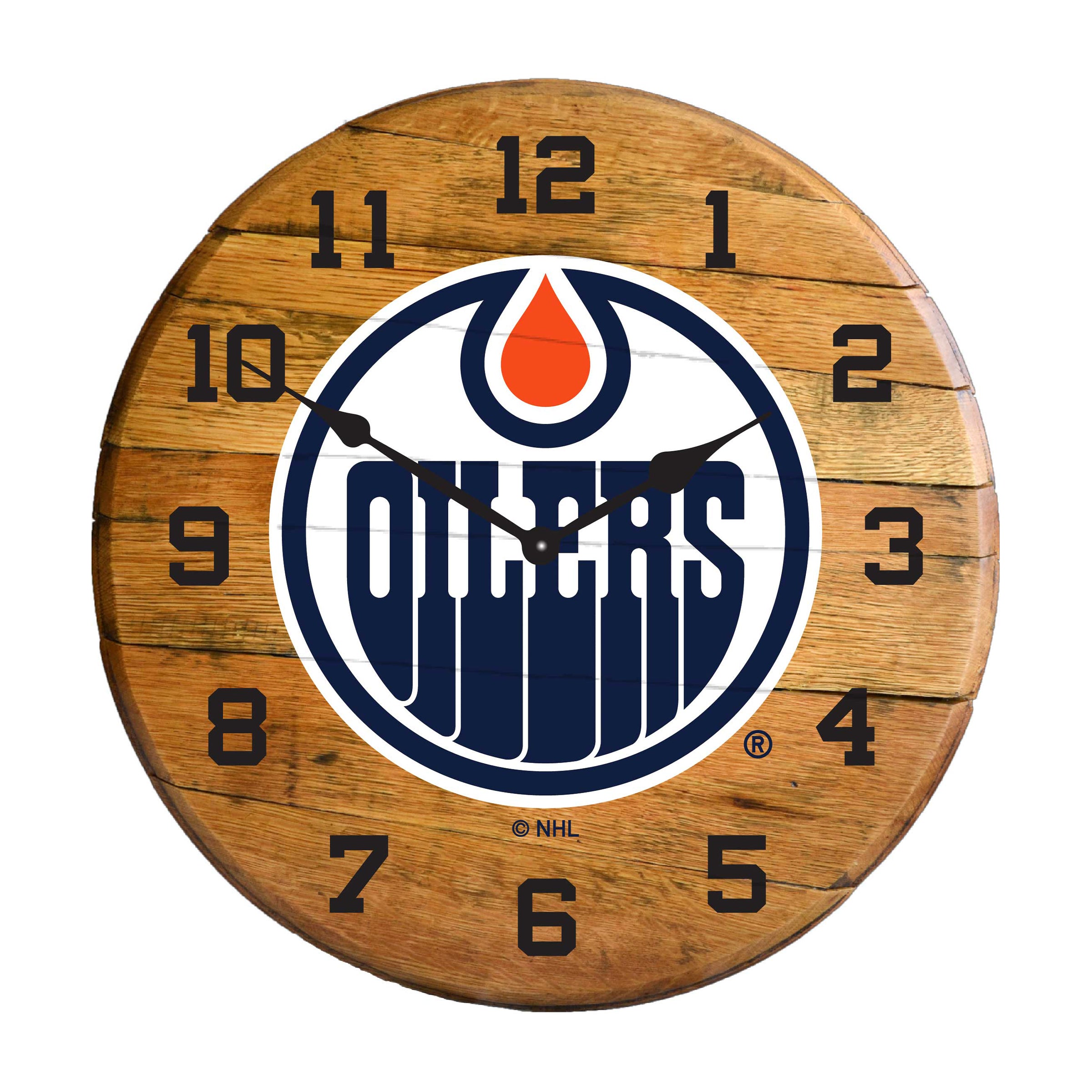 Edmonton Oilers Oak Barrel Clock – Mr. Everythingpooltable