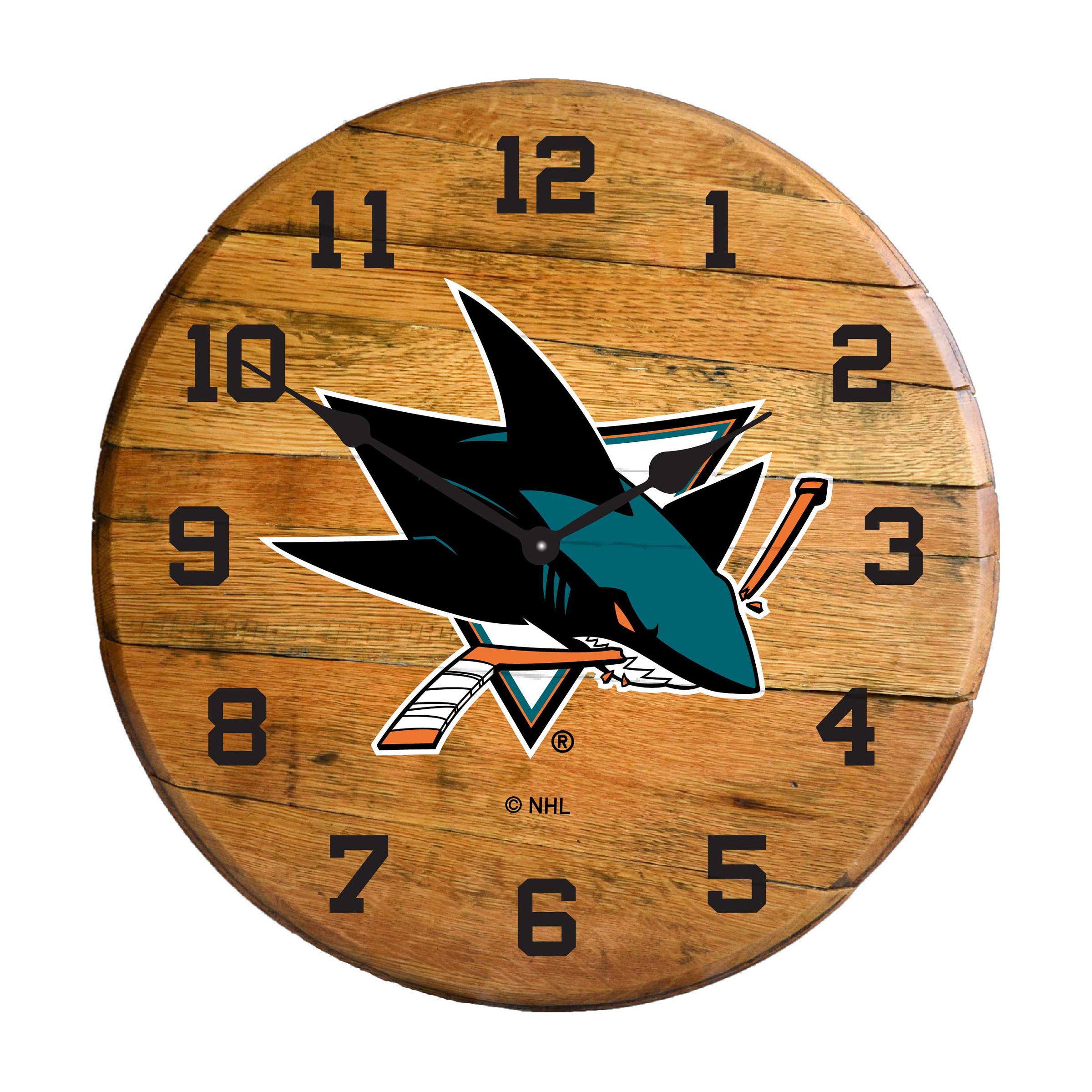 San Jose Sharks Oak Barrel Clock – Mr. Everythingpooltable