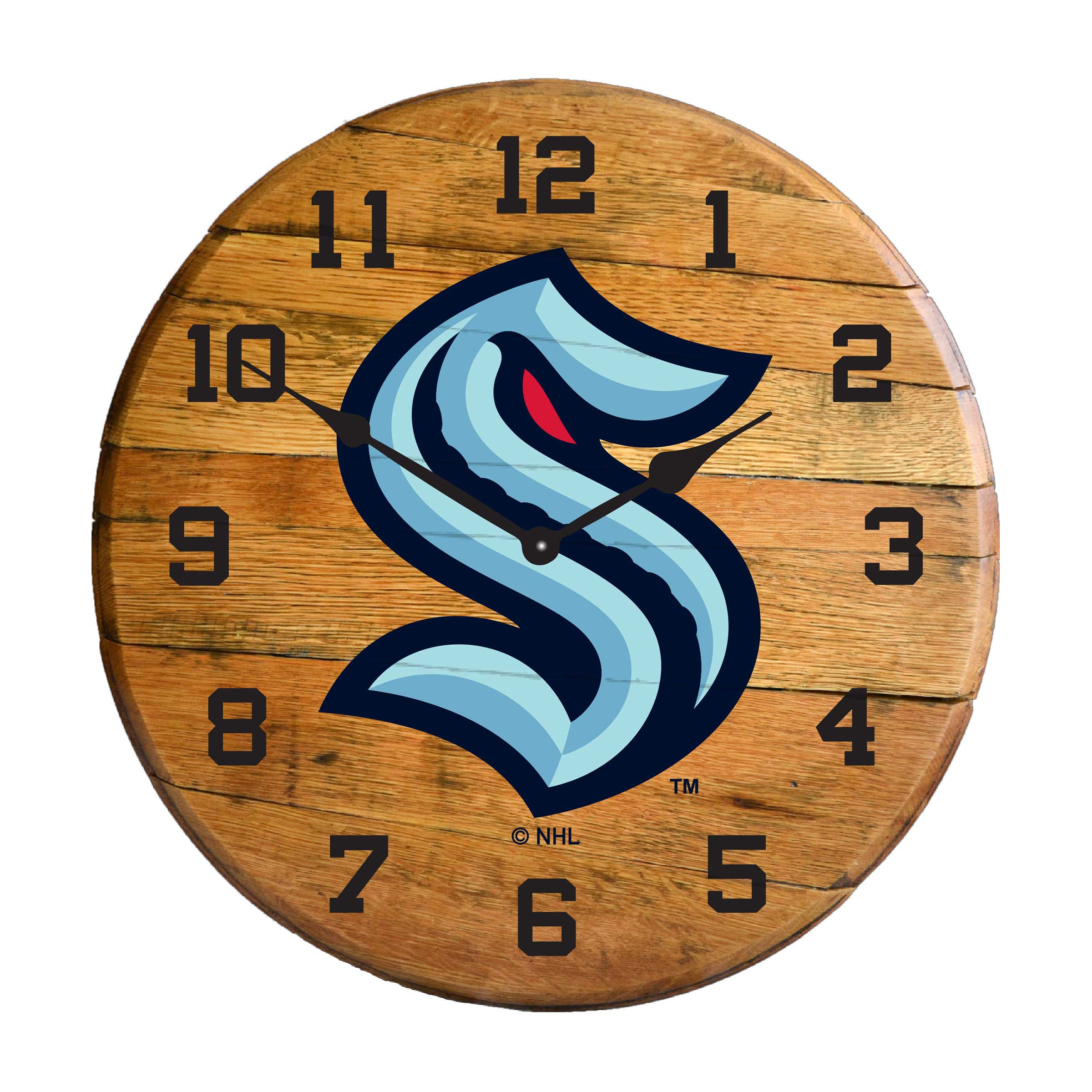Seattle Kraken Oak Barrel Clock – Mr. Everythingpooltable
